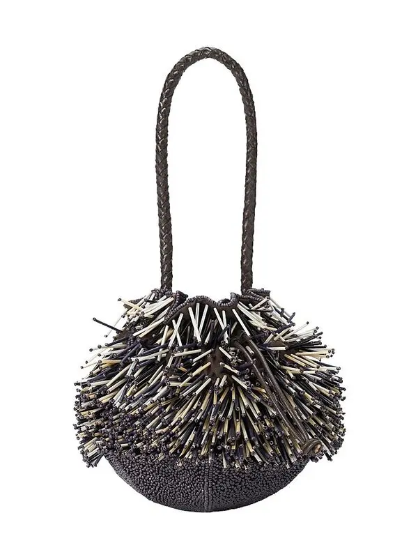 Staud Beaded Porcupine Shoulder Bag - Black Multi