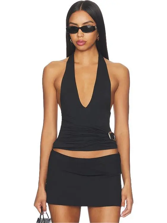 GUIZIO Faye Halter Top - Black