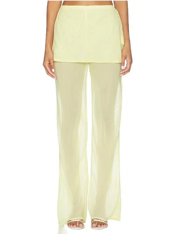MADISON THE LABEL Chiffon Wrap Overlay Trousers - Butter