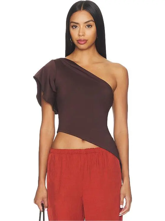 Superdown Marlene Asymmetrical Top - Brown