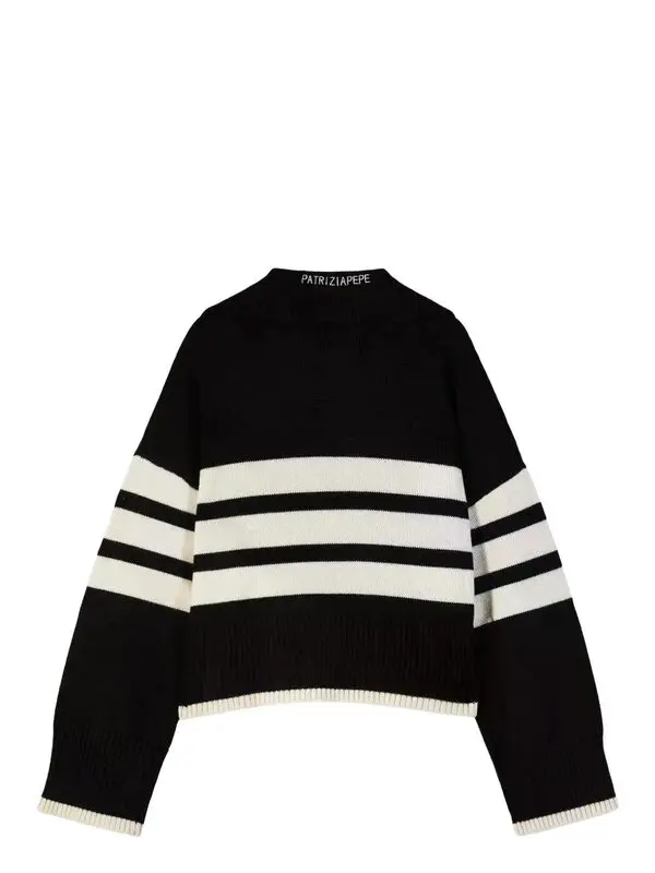 Patrizia Pepe Striped Polo-collar Pullover - Black