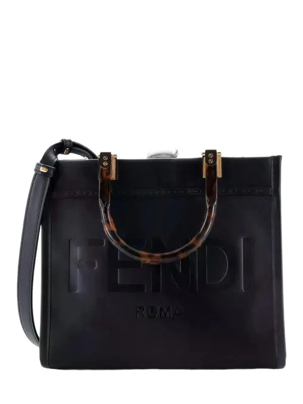 Fendi Sunshine Shopper Leather Small Tote Bag - Black