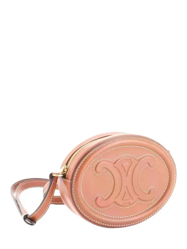 Celine Triomphe Oval Leather Mini Cross Body Bag - Brown
