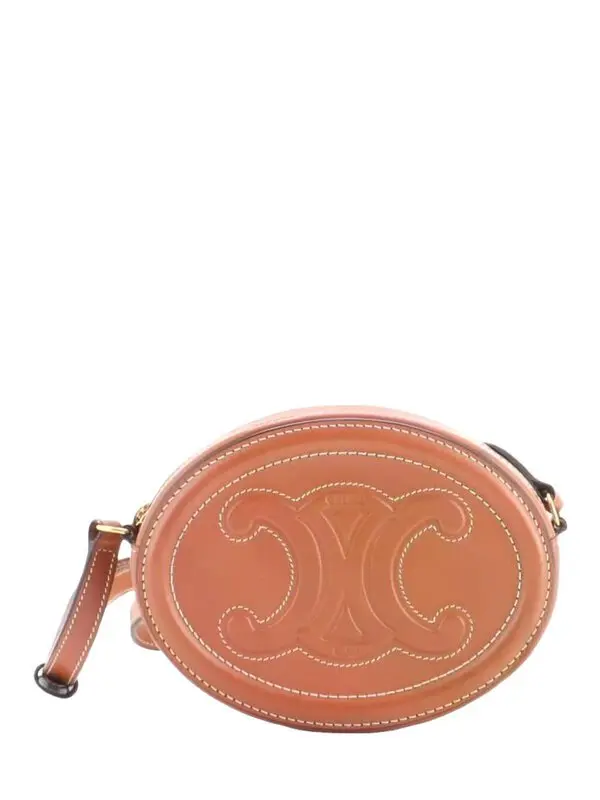 Celine Triomphe Oval Leather Mini Crossbody Bag - Brown