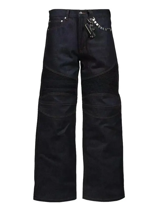 N.HOOLYWOOD Wide-leg Biker Jeans - Blue
