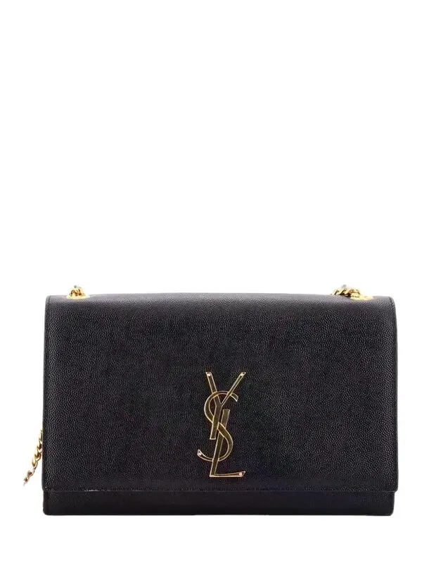 Saint Laurent Monogram Grainy Leather Crossbody Bag - Black