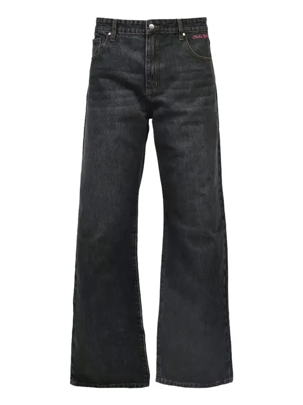 COLOR SPACE Logo-print Straight-leg Jeans - Black