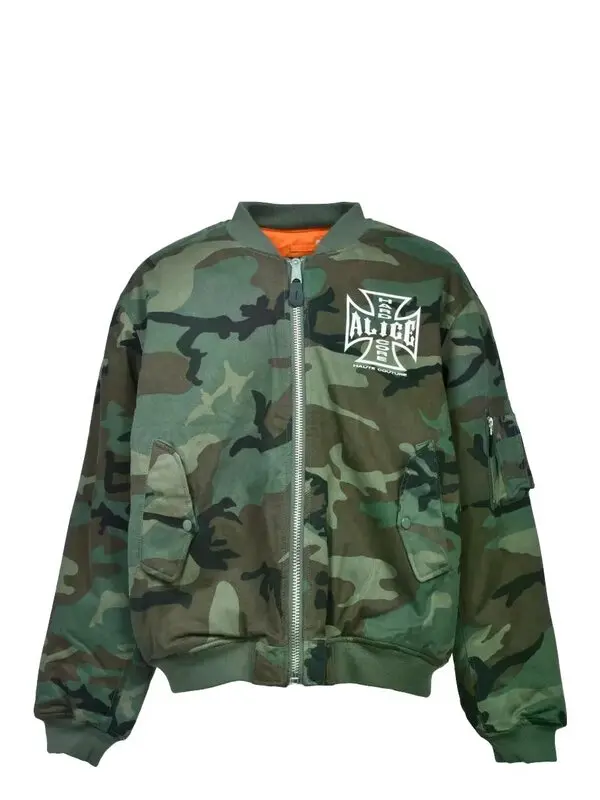 ALICE HOLLYWOOD Camouflage-print Logo Bomber Jacket - Green