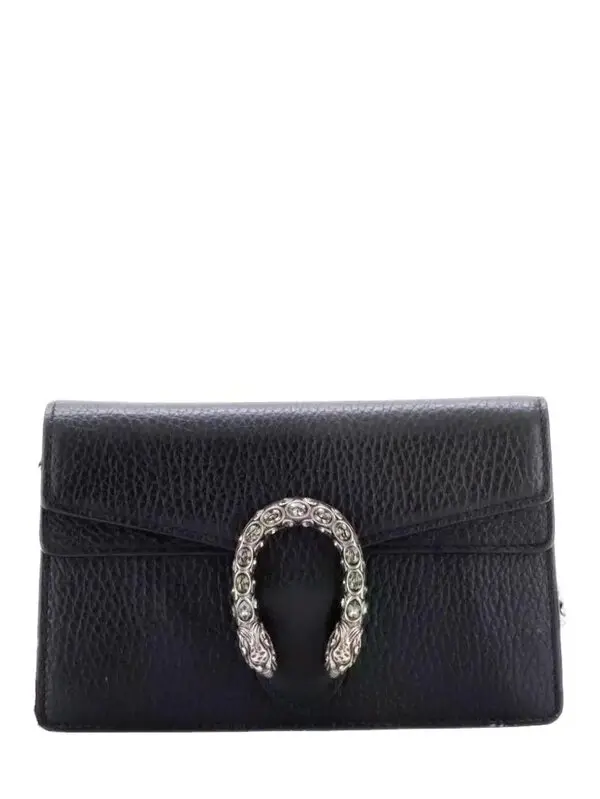 Gucci Dionysus Bag Leather Super Mini Crossbody Bag - Black