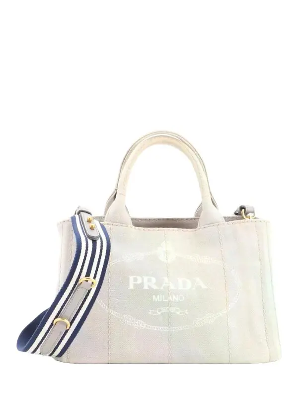 Prada Convertible Canvas Mini Tote Bag - Neutrals
