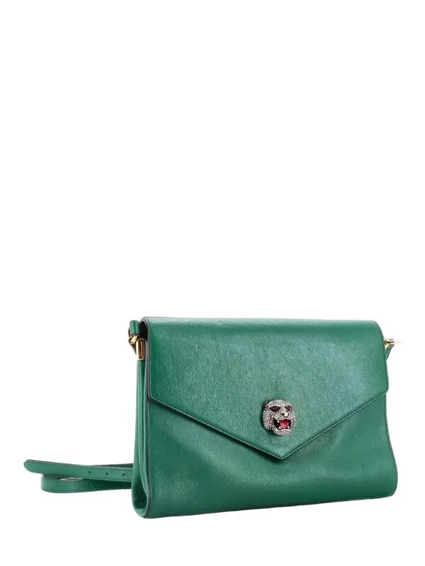 Gucci Crystal Animalier Leather Medium Crossbody Bag - Green
