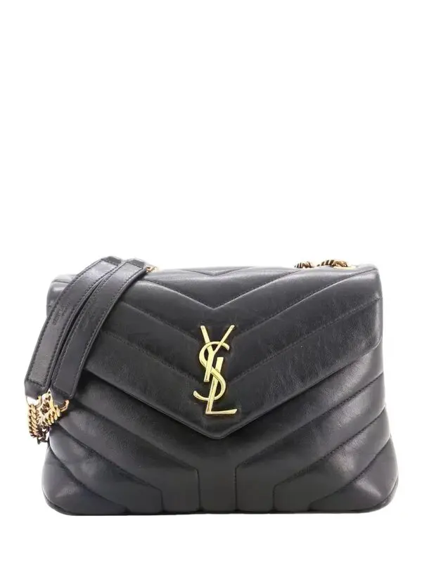Saint Laurent Loulou Matelasse Chevron Leather Small Shoulder Bag - Black