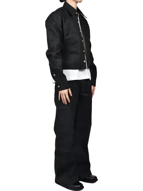 RIVET & HIDE Cropped Cotton Trucker Jacket - Black