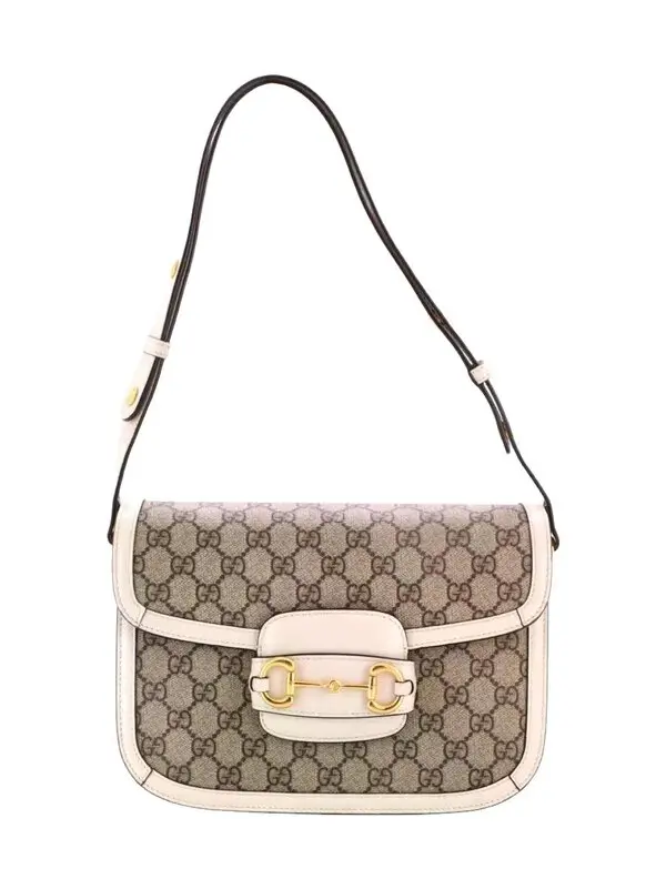 Gucci Horsebit 1955 Gg Coated Canvas Small Shoulder Bag - White