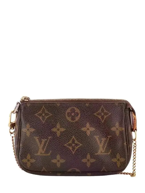 LOUIS VUITTON Monogram Canvas Pochette Accessoires Mini Clutch Bag - Brown