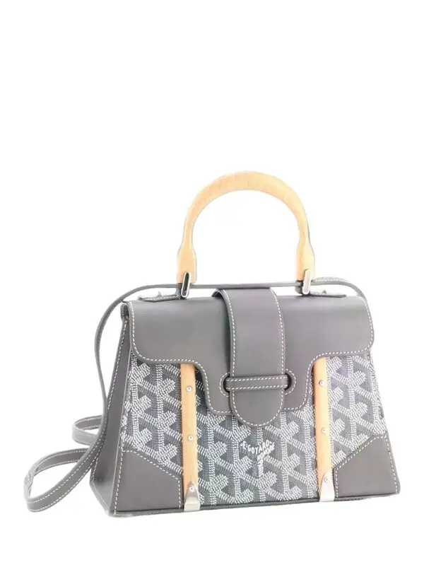 Goyard Structured Saigon Top Handle Coated Canvas With Leather Mini Satchel - Grey