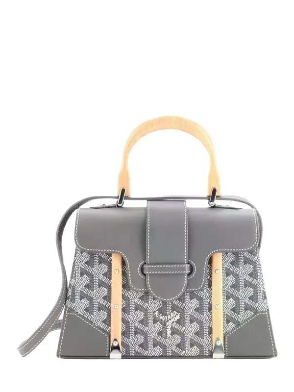 Goyard Structured Saigon Top Handle Bag Coated Canvas With Leather Mini Satchel - Grey