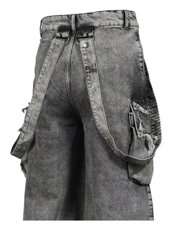 FINE CHAOS Quilted Star-patch Cargo Jeans - Grey
