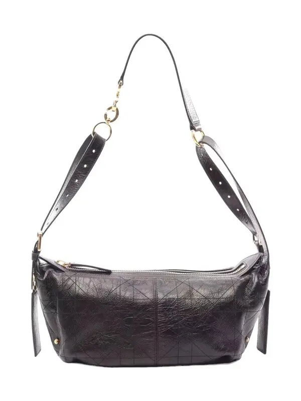 Dior Crinkled Calfskin Macrocannage D-journey Shoulder Bag - Black