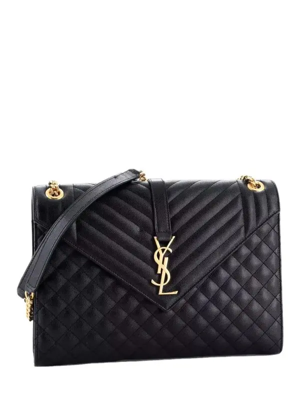 Saint Laurent Monogram Envelope Satchel - Black