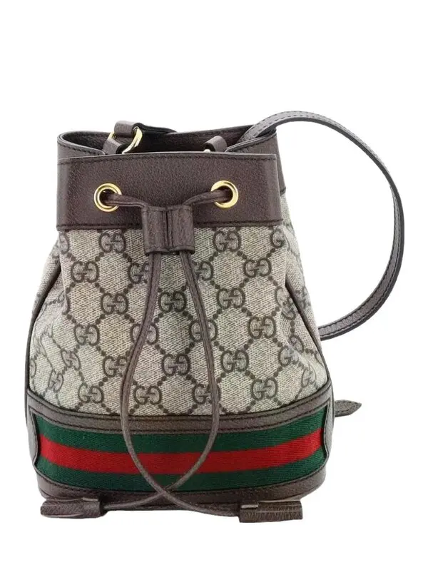 Gucci Ophidia Gg Coated Canvas Mini Bucket Bag - Brown