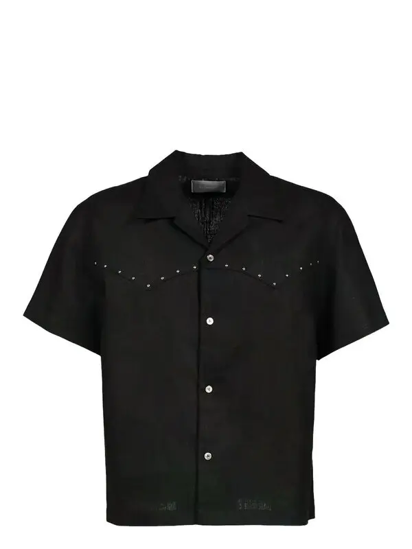 CEDARWOOD Dinner Studded Short-sleeve Shirt - Black