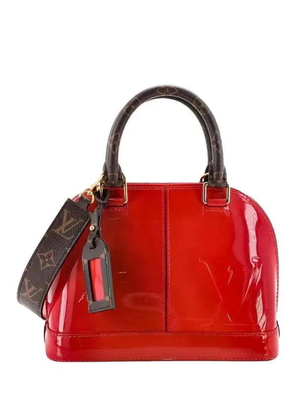 LOUIS VUITTON Alma Handbag Vernis With Monogram Canvas Bb Satchel - Red