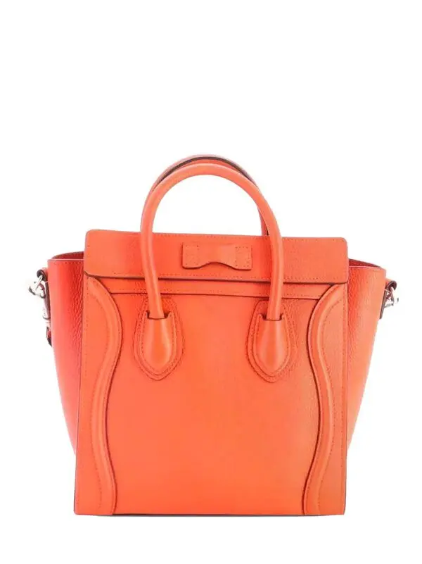 Celine Grainy Leather Luggage Nano Crossbody Bag - Orange