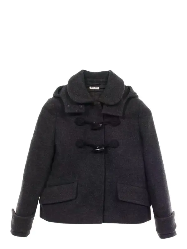 Miu Miu Hooded Duffle Coat - Grey