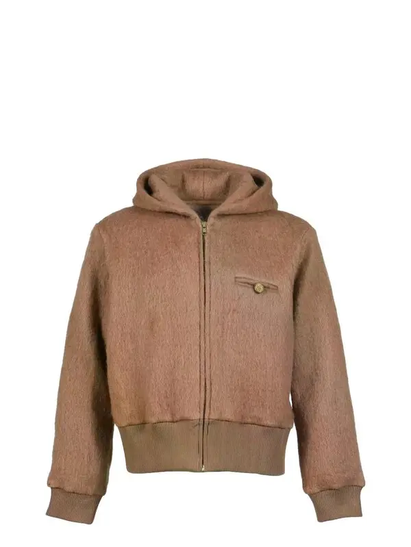 BOSSUP Zip-up Mohair-blend Hooded Knit Jacket - Brown