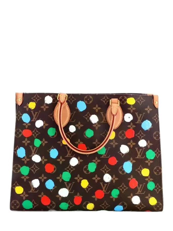 LOUIS VUITTON Onthego Yayoi Kusama Painted Dots Monogram Canvas Mm Tote Bag - Brown