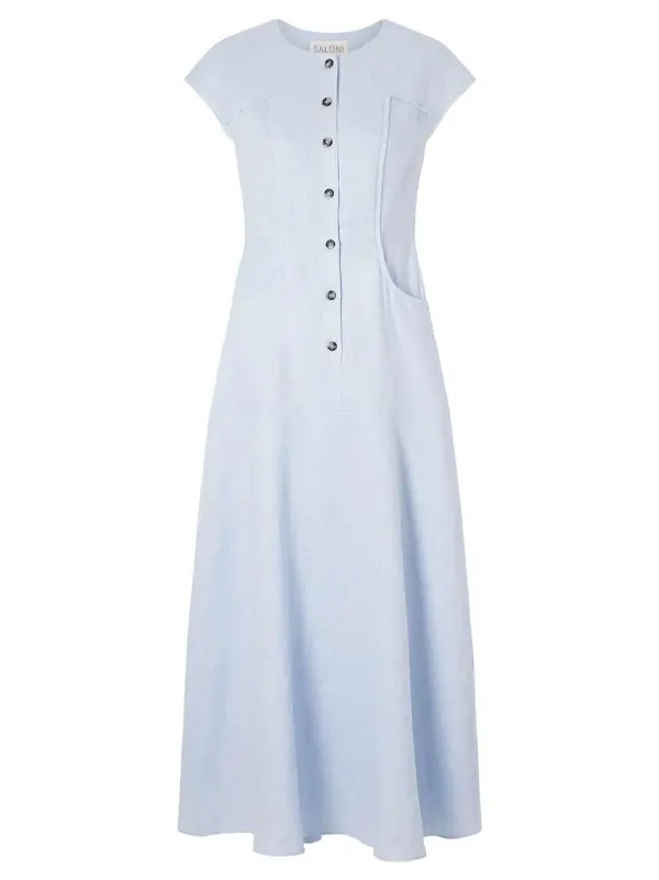 Saloni Sierra Linen Midi Dress - No