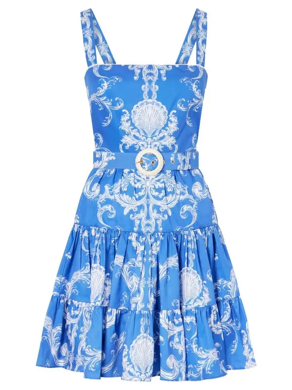 Borgo De Nor Printed Belted Cotton Mini Dress - No
