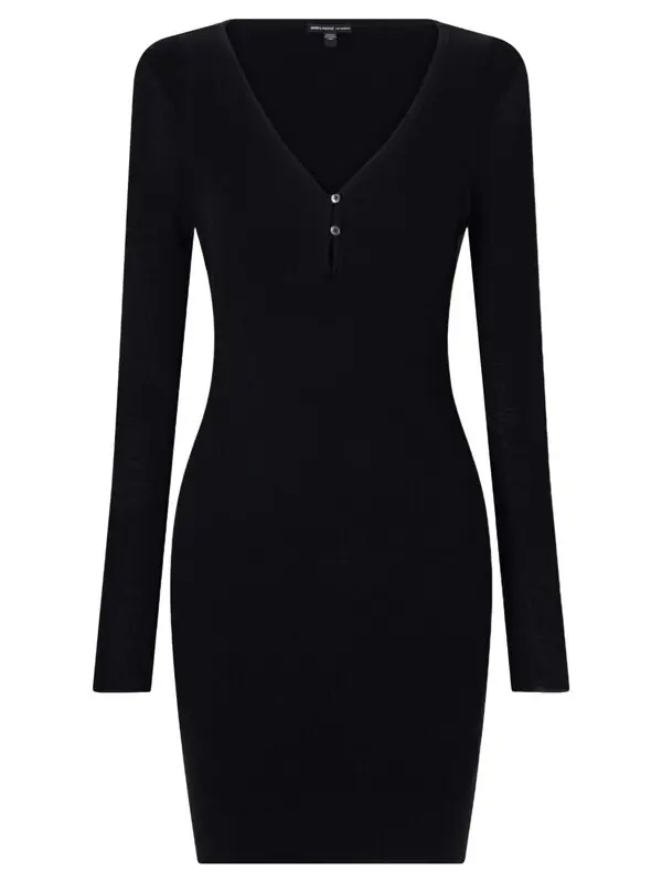 JAMES PERSE Ribbed Cotton And Cashmere-blend Mini Dress - Black