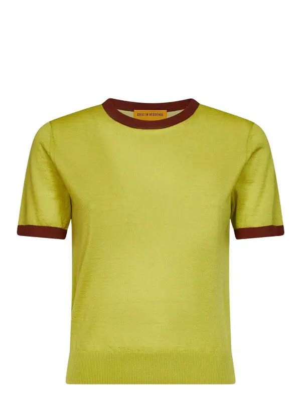 Guest In Residence Contrast Trim Knitted Top - Green