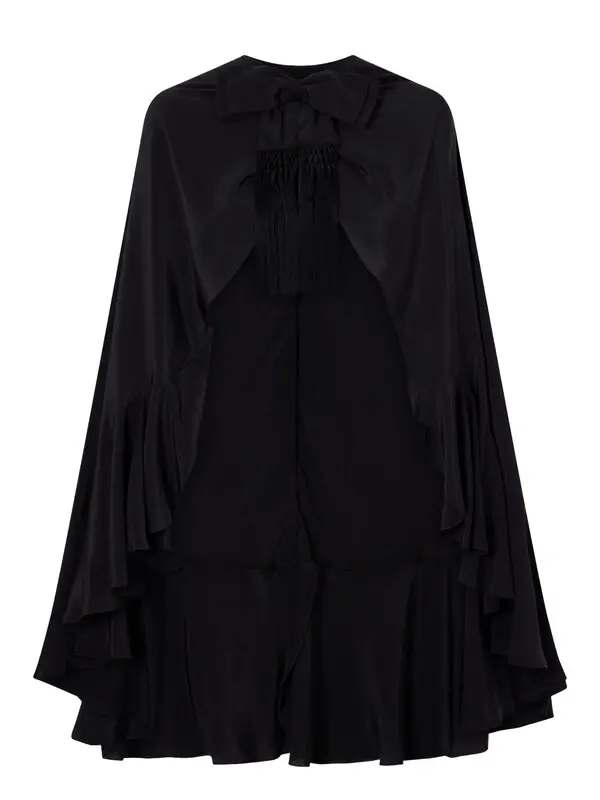 Johanna Ortiz Fringed Silk-crepe Cape - Black