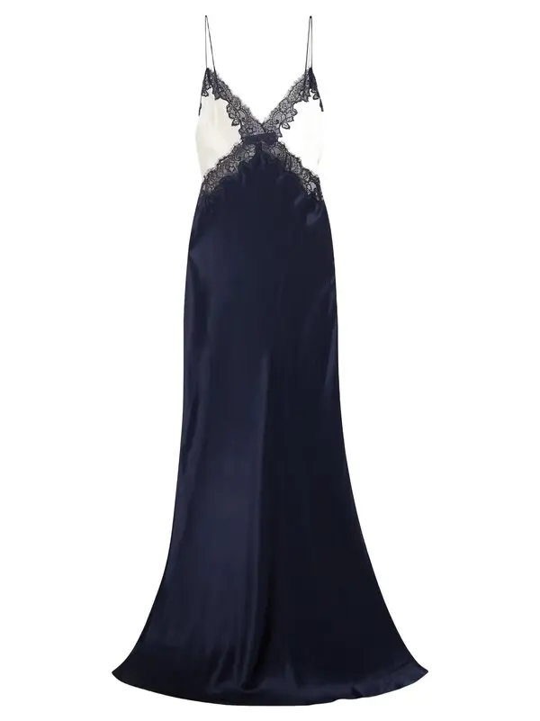 Rebecca Vallance Aumoe Lace-trimmed Silk-satin Gown - Black