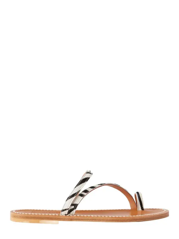 K.JACQUES Actium Zebra-print Calf Hair Sandals - Nude