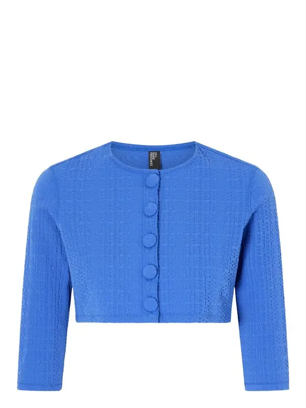 Lisa Marie Fernandez Cropped Seersucker Cardigan - Blue