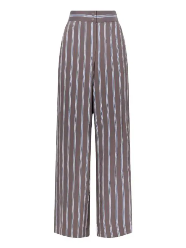 Veronica Beard High-waisted Striped Pants - Gray