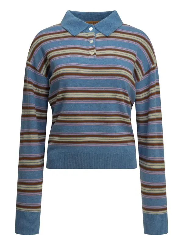 Guest In Residence Long-sleeved Striped Sweater - Blue
