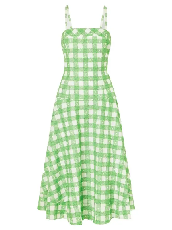 Rosie Assoulin Checked Cotton Midi Dress - No