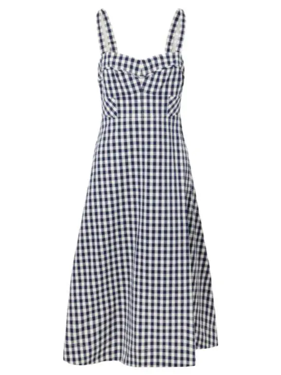 Veronica Beard Checked Stretch-cotton Cloqué Midi Dress - Gray