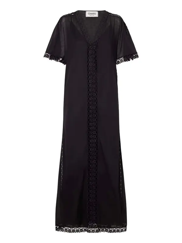 Charo Ruiz Ibiza Saena Lace-trim Maxi Tunic Dress - Black