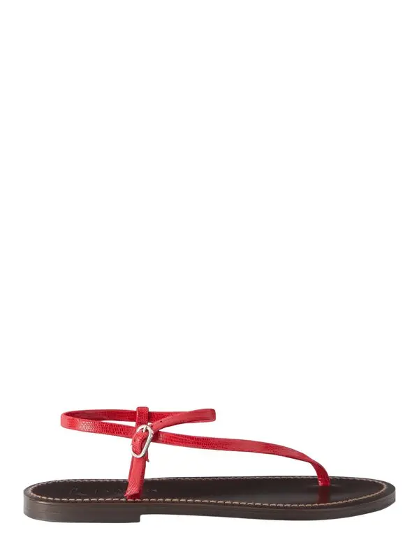K.JACQUES Vassili Snake-effect Leather Flat Sandals - Black