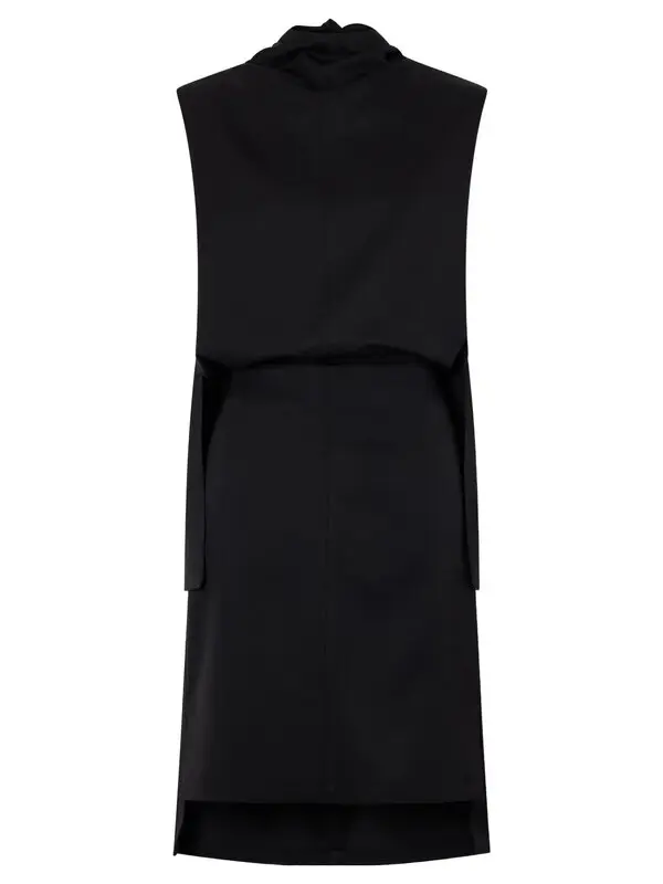 Brandon Maxwell Gathered Wool-twill Turtleneck Mini Dress - Black