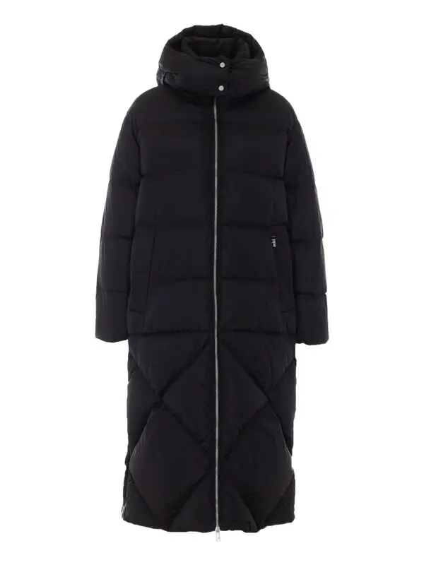 Add Quilted Hooded Down Coat - Black