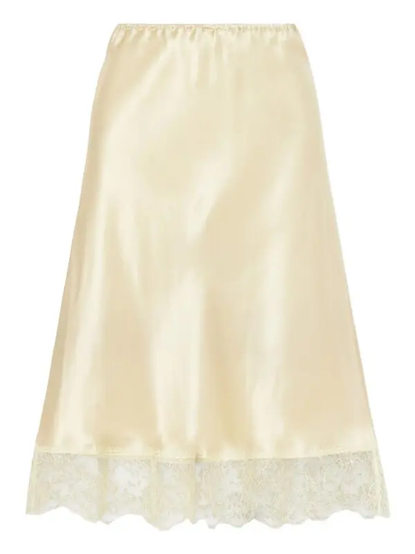 Carine Gilson Lace-trimmed Silk-satin Midi Skirt - No