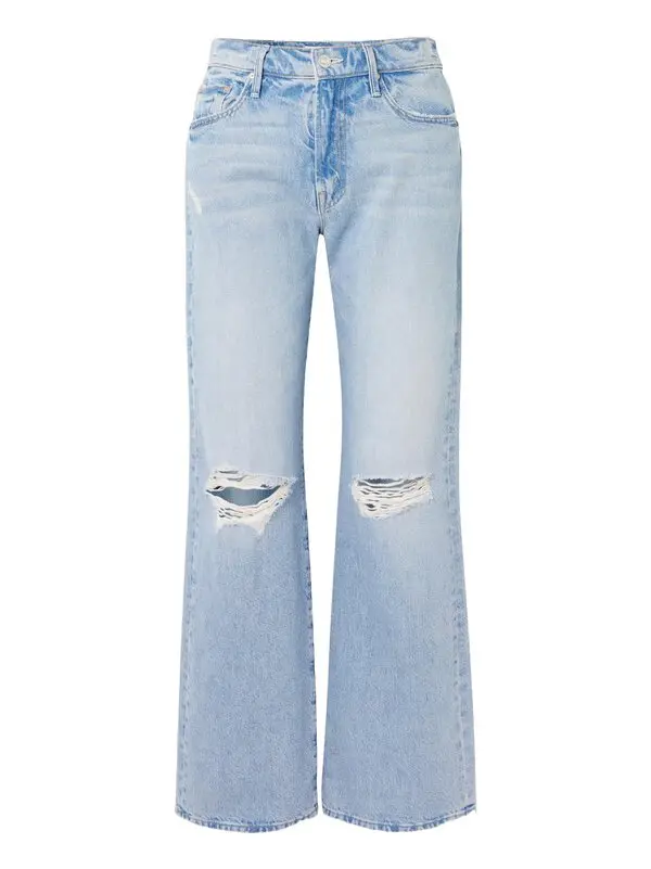 MOTHER Maven Sneak Distressed High-rise Straight-leg Jeans - No