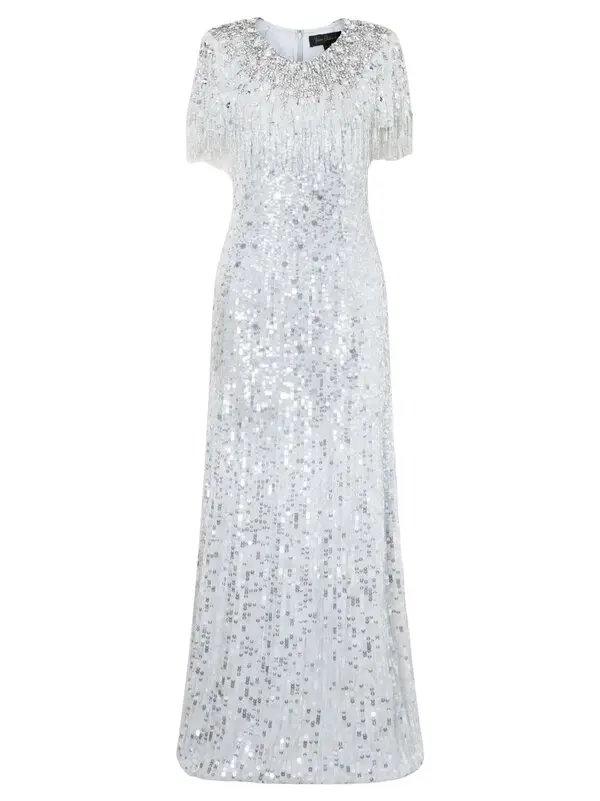 Jenny Packham Crystal-embellished Sequin Chiffon Gown - No
